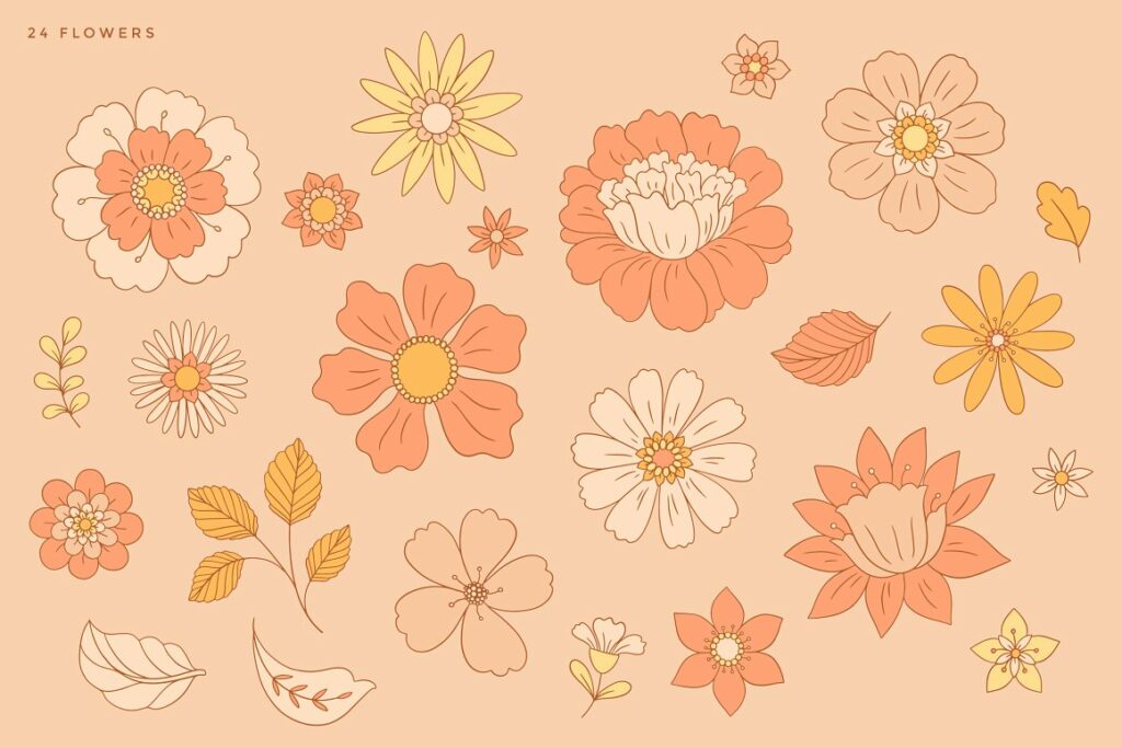 Retro Flower - Patterns & Clipart – MasterBundles