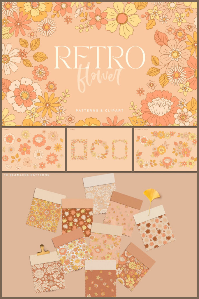 Retro Flower - Patterns & Clipart – MasterBundles