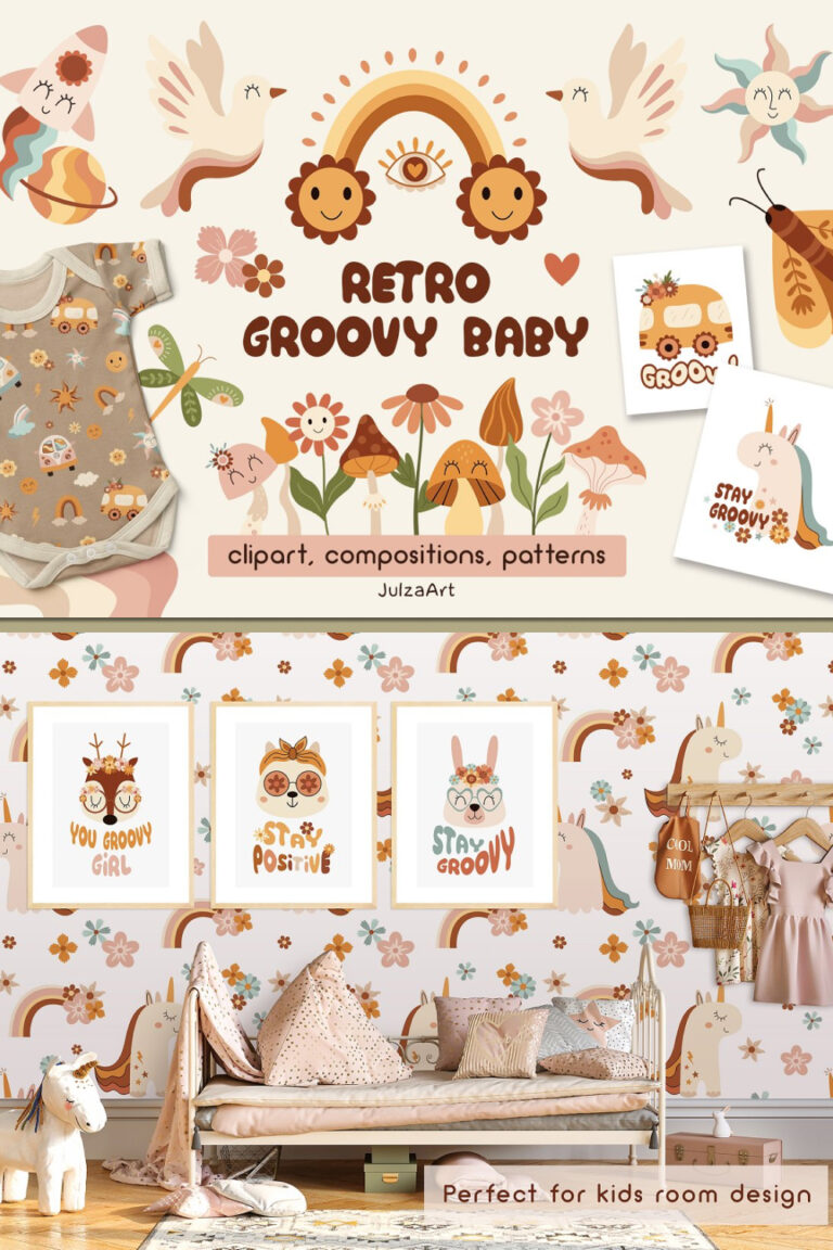 Retro Groovy Baby Collection – MasterBundles