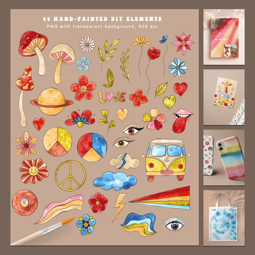 Retro Vibes - Watercolor Collection – MasterBundles