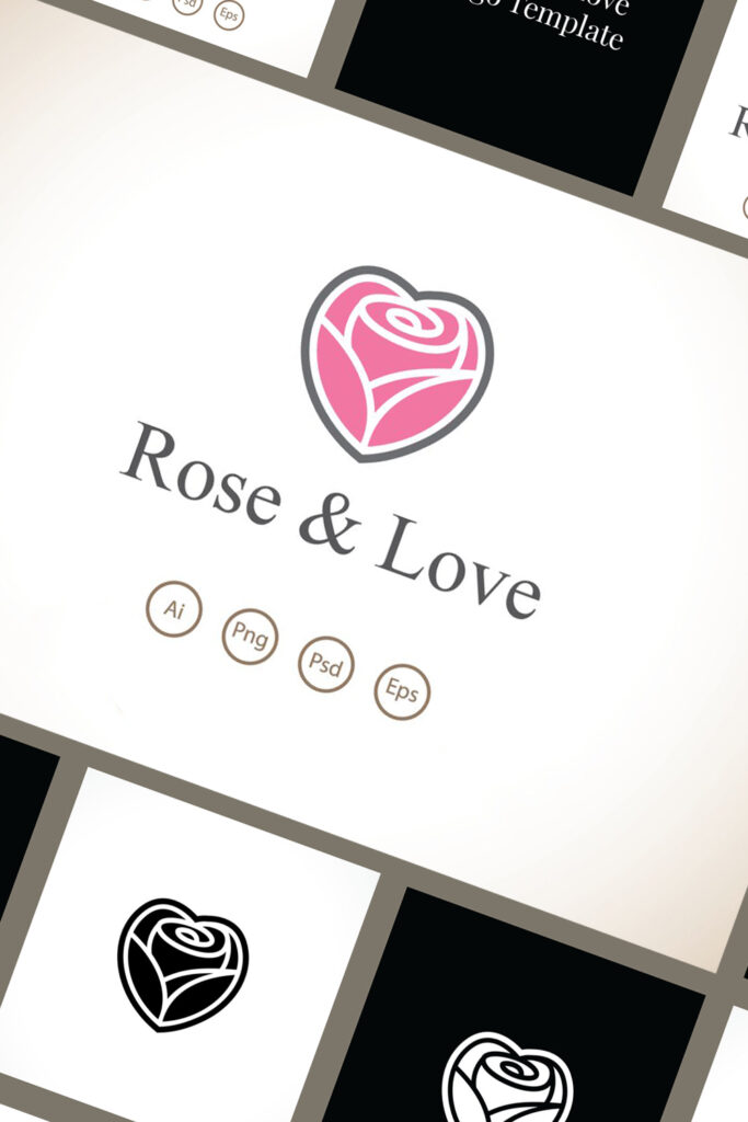 Rose And Love Logo Template AI – MasterBundles
