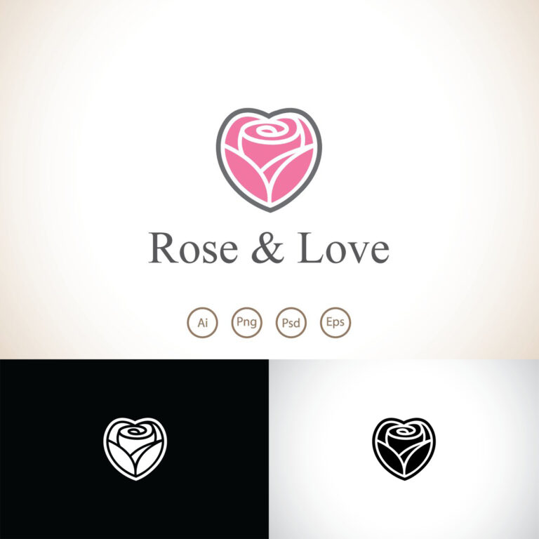 Rose And Love Logo Template AI – MasterBundles