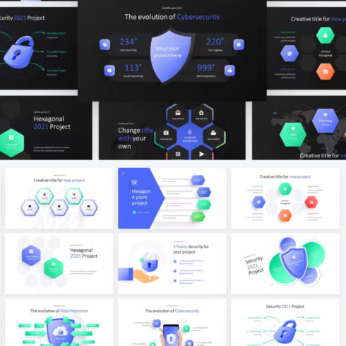 Security & Hexagonal PowerPoint Template | Master Bundles