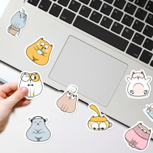 Fat Cat Daily Routine Printable Stickers. PNG, JPG. | MasterBundles