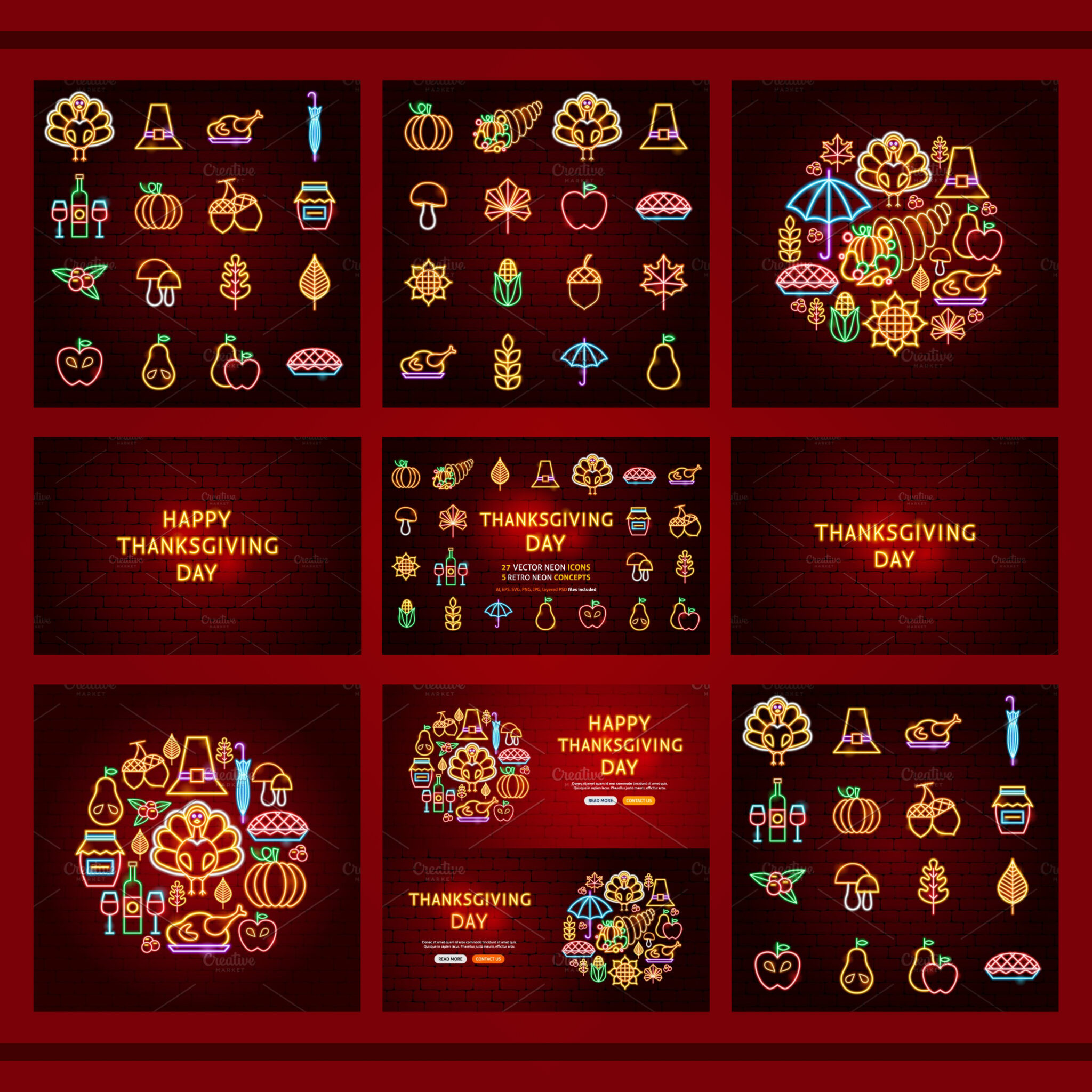 Thanksgiving Day Neon – MasterBundles