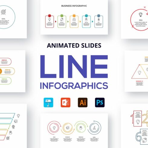 50 Line Animated Infographics | Master Bundles