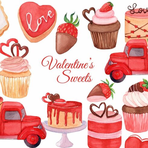 Valentine's Sweets Clipart & Pattern | Master Bundles