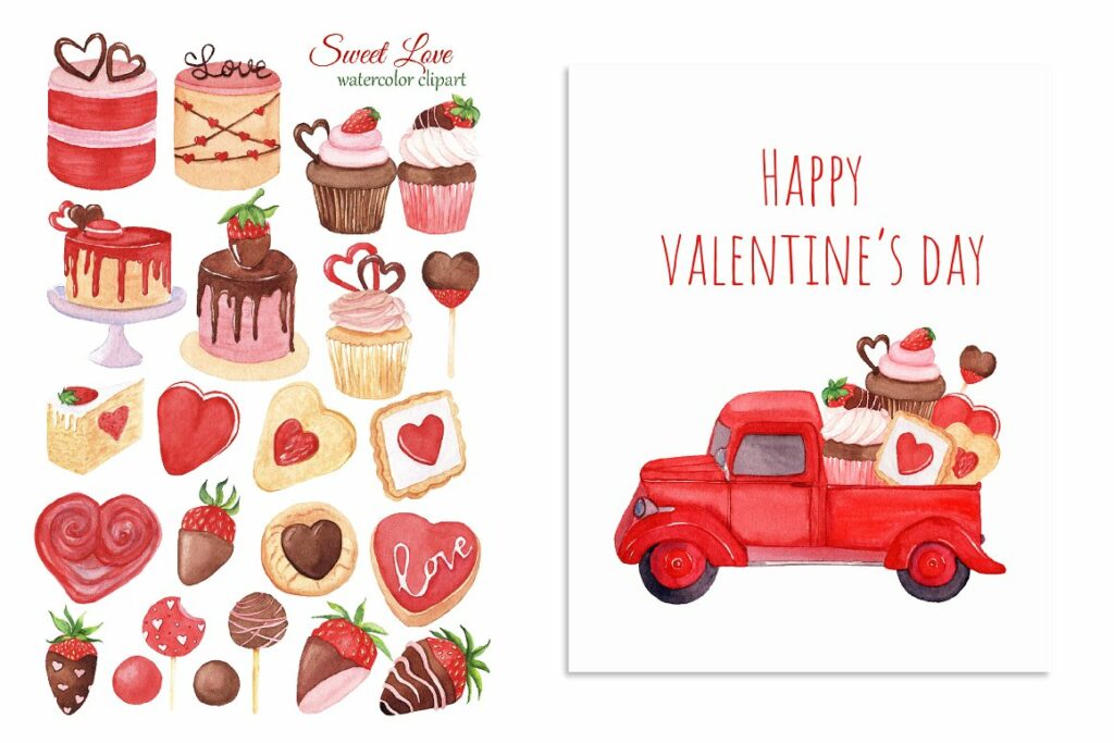 Valentine's Sweets Clipart & Pattern – MasterBundles