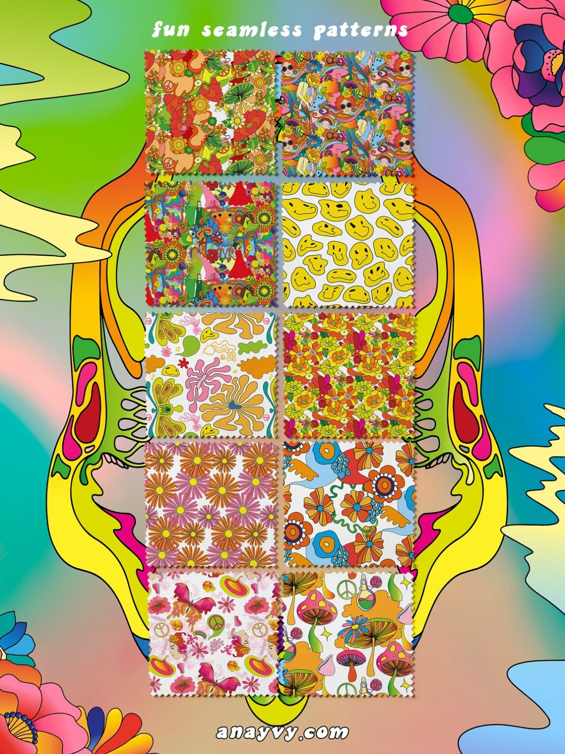 Psychedelic 70s Flower Hippie – MasterBundles