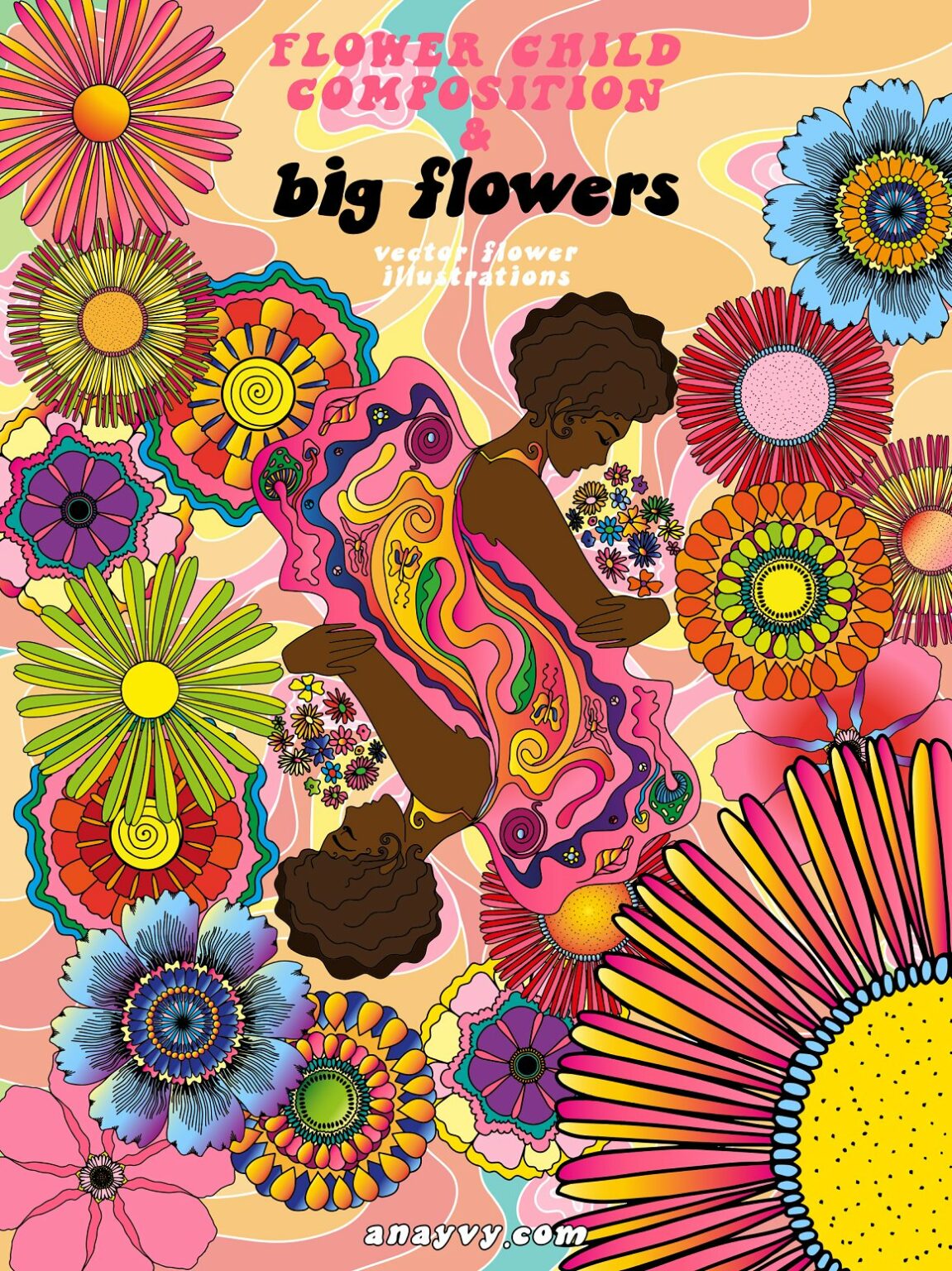 Psychedelic 70s Flower Hippie – MasterBundles