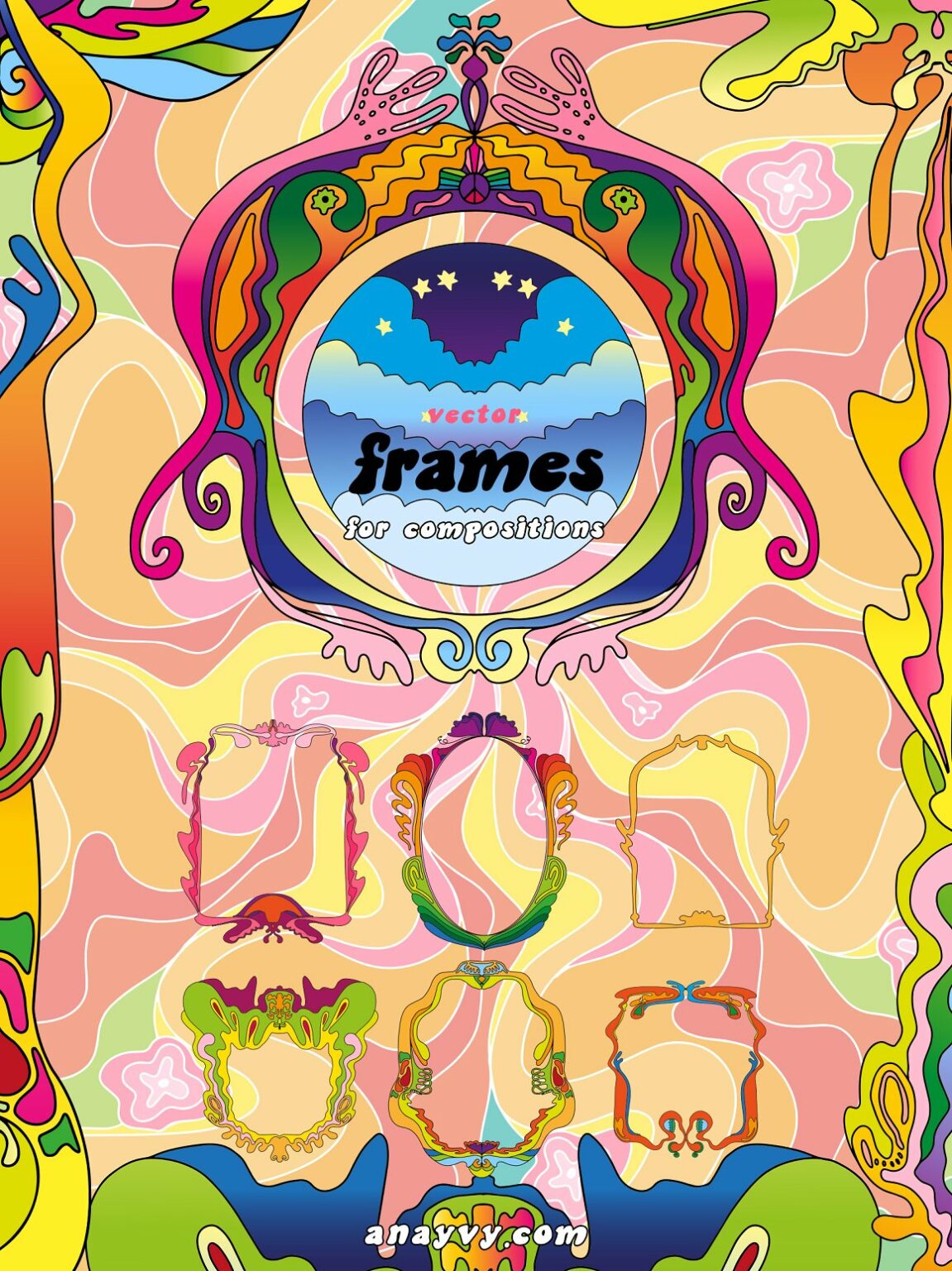 Psychedelic 70s Flower Hippie – MasterBundles