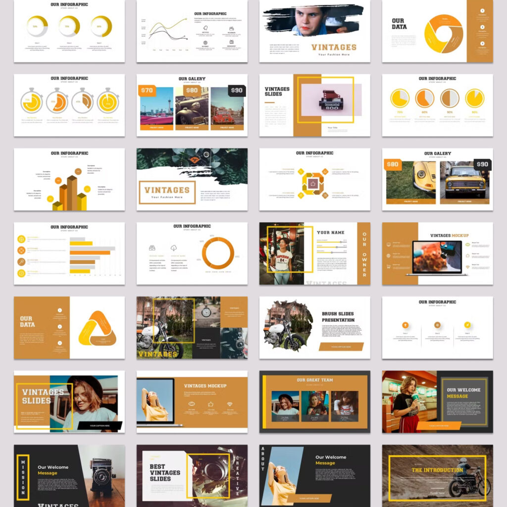 Vintages Powerpoint Template: 150+ Total Slides – MasterBundles