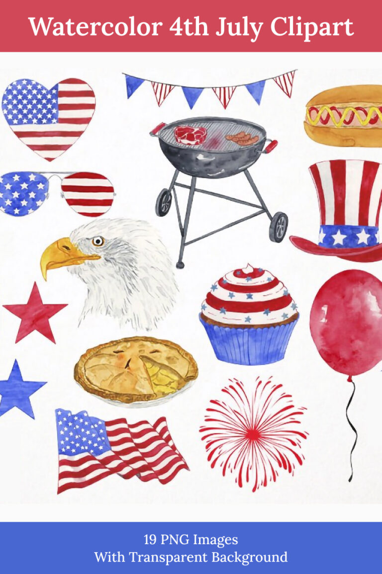 Watercolor 4th July Clipart – MasterBundles