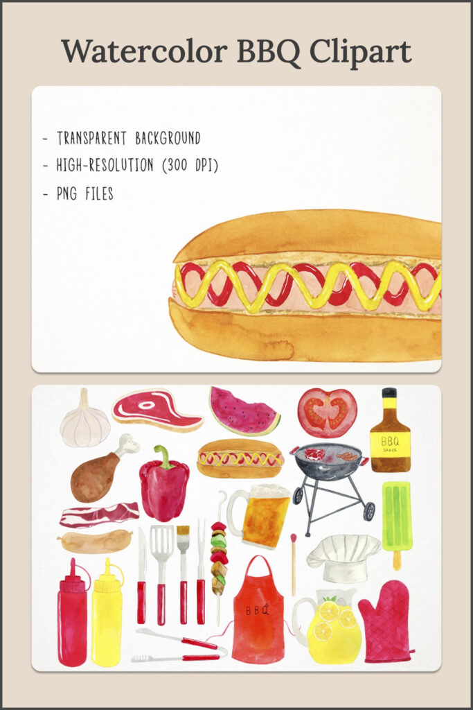 Watercolor BBQ Clipart – MasterBundles
