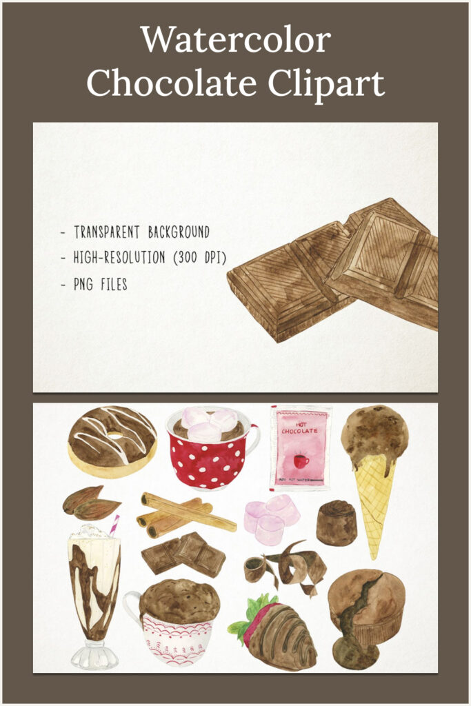 Watercolor Chocolate Clipart – MasterBundles
