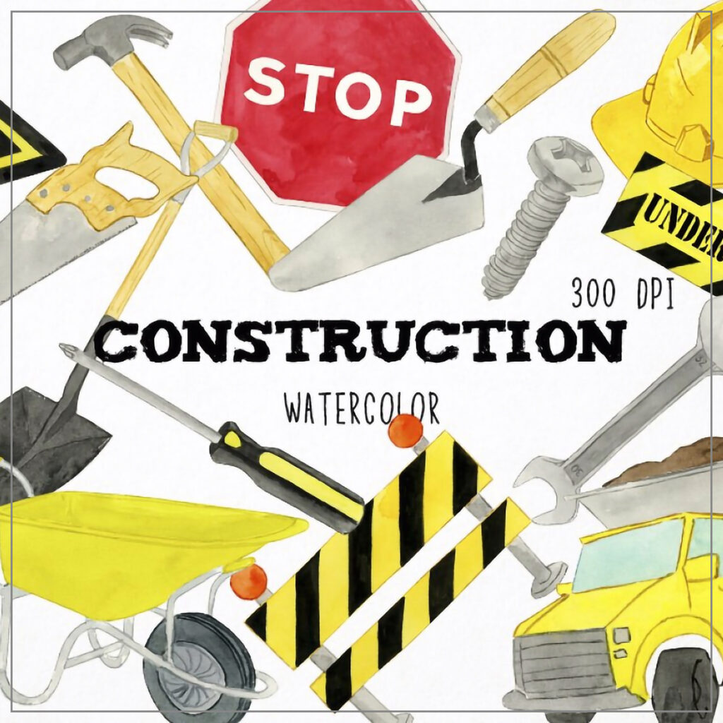 Watercolor Construction Clipart – MasterBundles