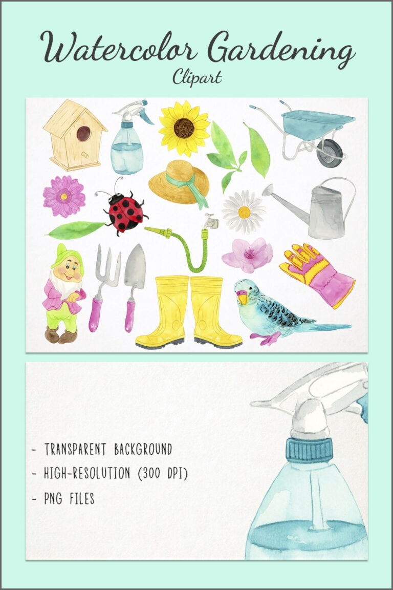 Watercolor Gardening Clipart – MasterBundles
