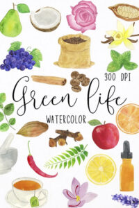 Watercolor Green Life Clipart – MasterBundles