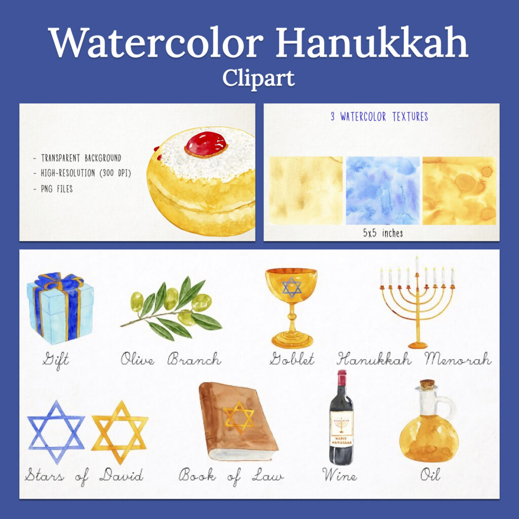 Hanukkah Clipart, Happy Hanukkah Art, Jewish, Star Of David | Master ...