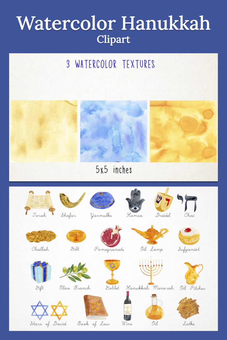 Watercolor Hanukkah Clipart | Master Bundles