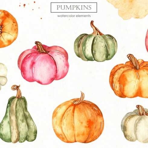 Pumpkins Watercolor Clipart Set | Master Bundles