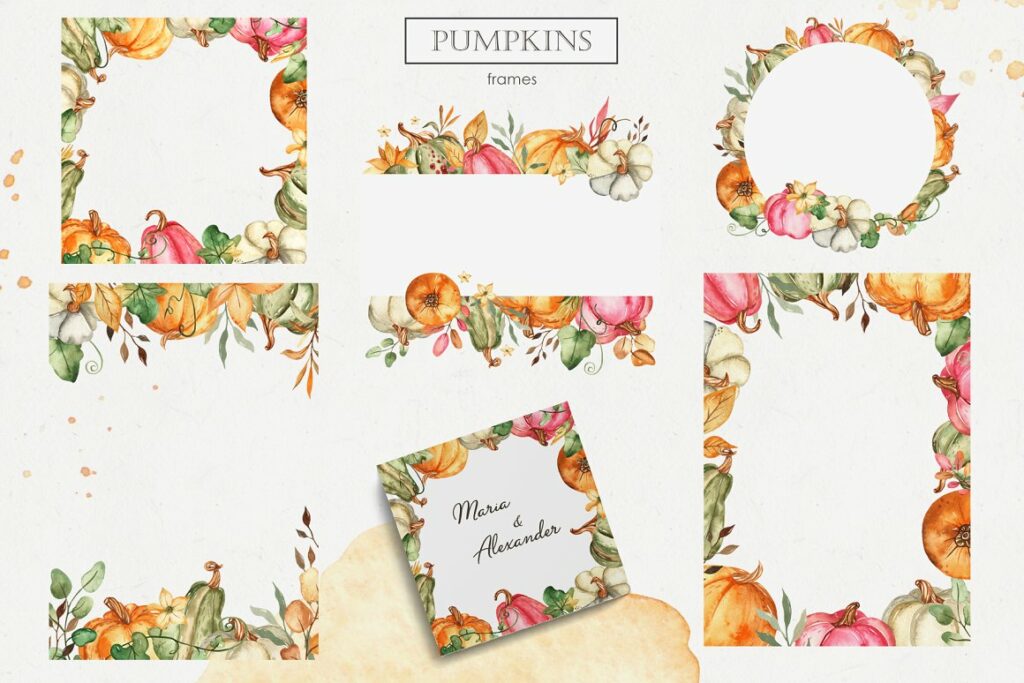 Pumpkins Watercolor Clipart Set – MasterBundles