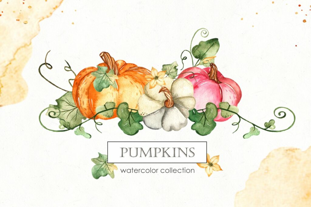 Pumpkins Watercolor Clipart Set – MasterBundles