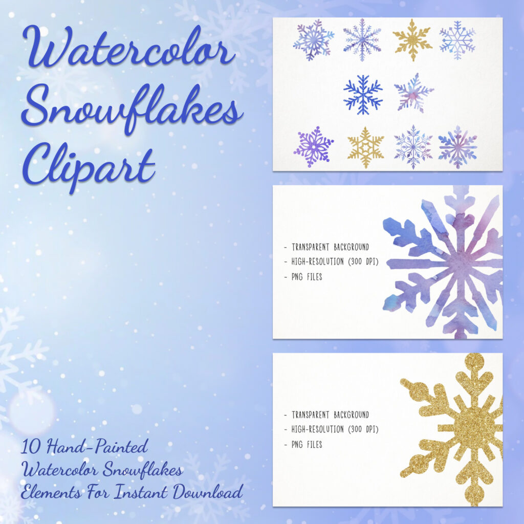 Watercolor Snowflakes Clipart – MasterBundles