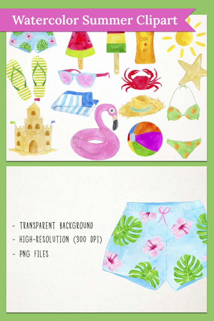 Watercolor Summer Clipart – MasterBundles
