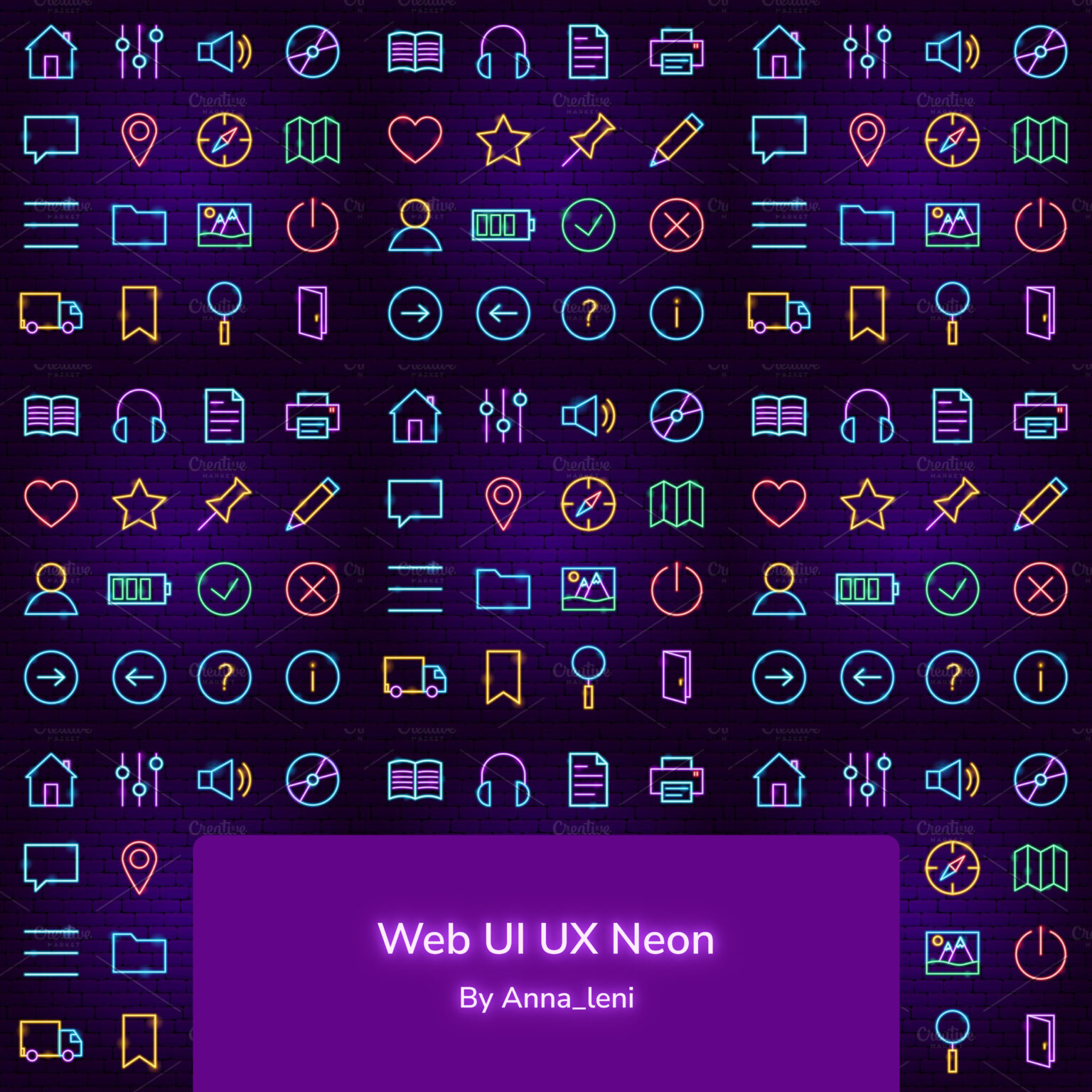 Web UI UX Neon Symbols – MasterBundles