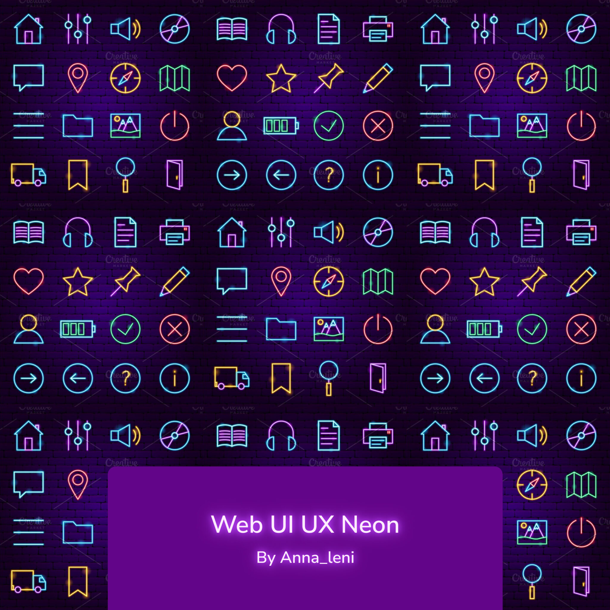 Web Ui Ux Neon Symbols Masterbundles