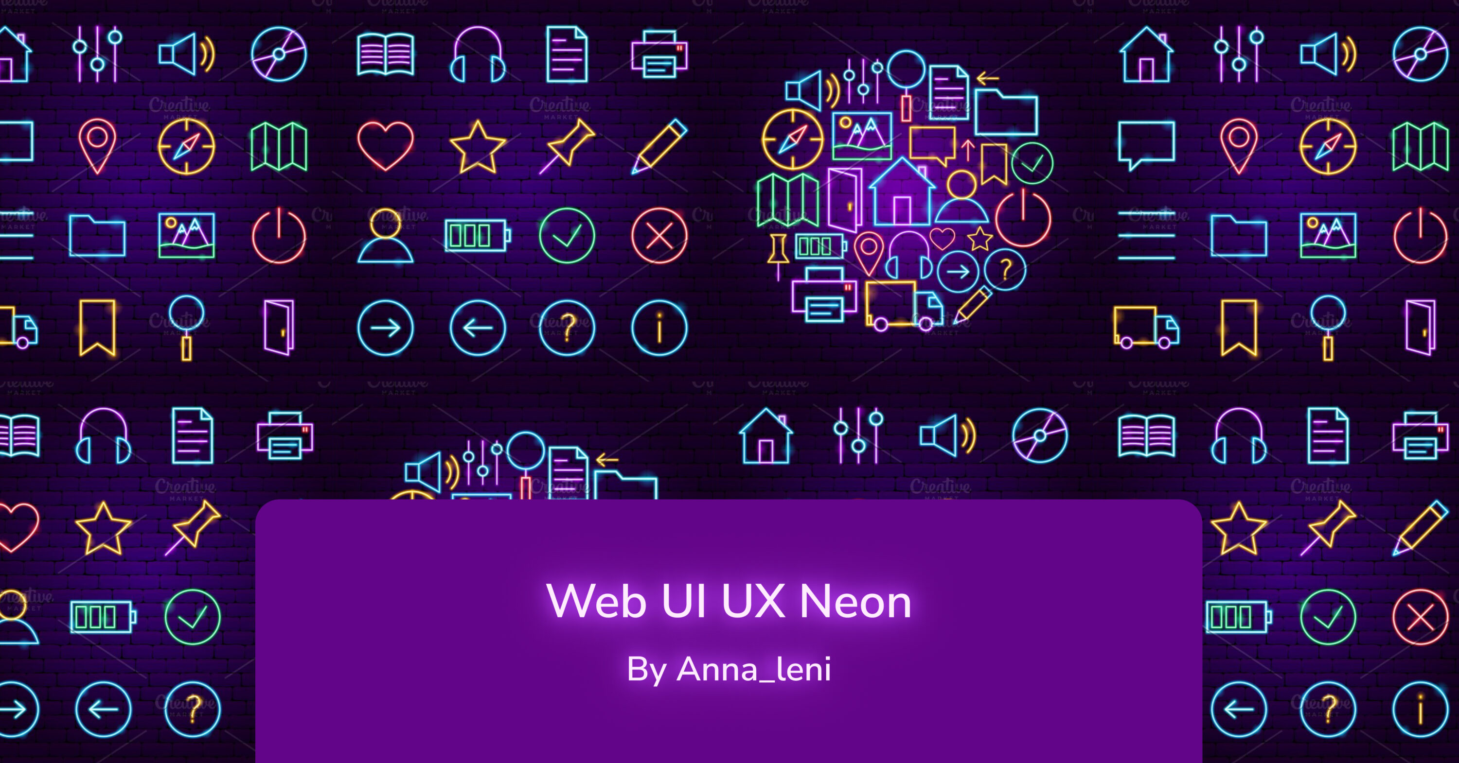 Web UI UX Neon Symbols – MasterBundles