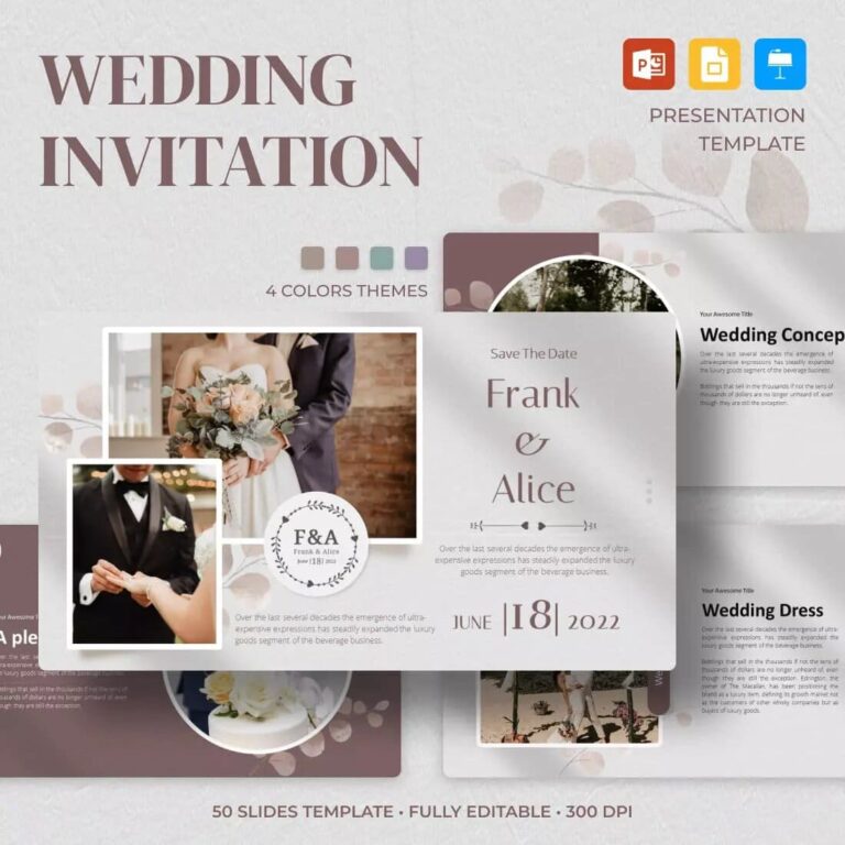 5 Wedding Invitation Powerpoint Templates – MasterBundles
