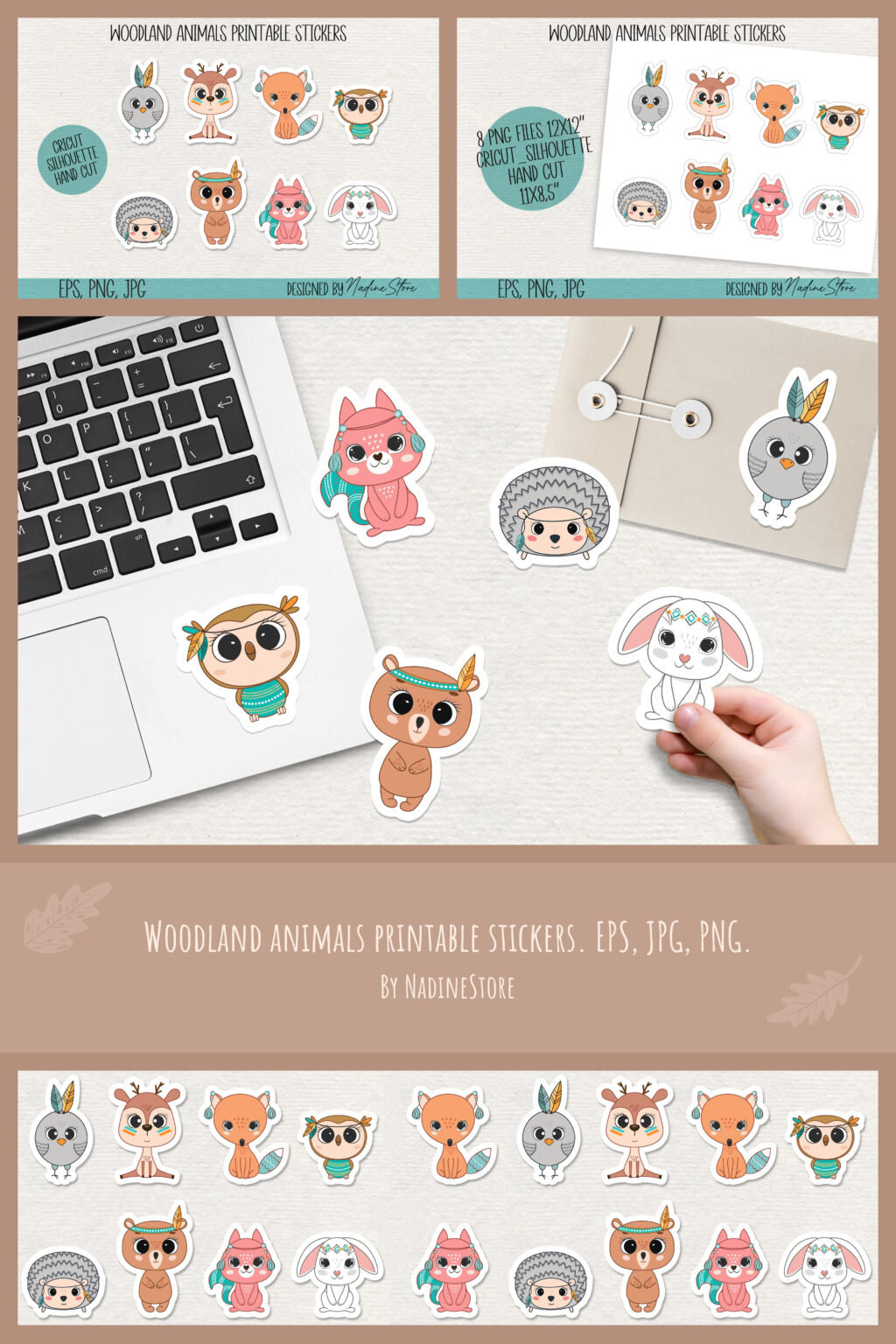 Woodland Animals Printable Stickers. EPS, JPG, PNG. – MasterBundles
