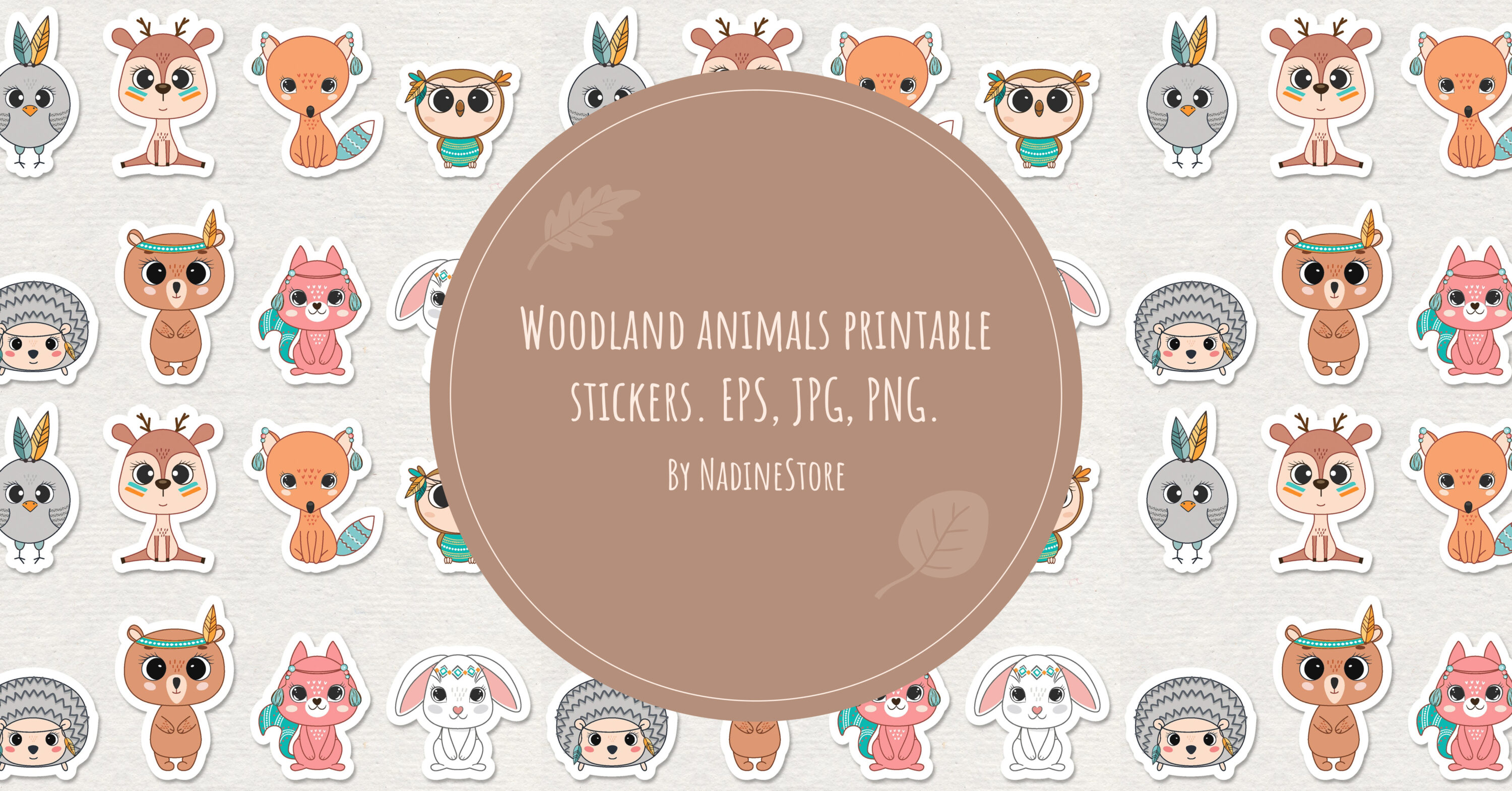 Woodland Animals Printable Stickers. EPS, JPG, PNG. – MasterBundles