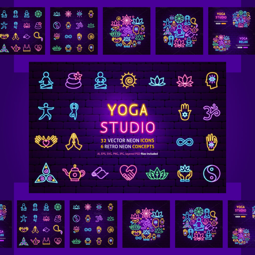 Yoga Meditation Neon – MasterBundles