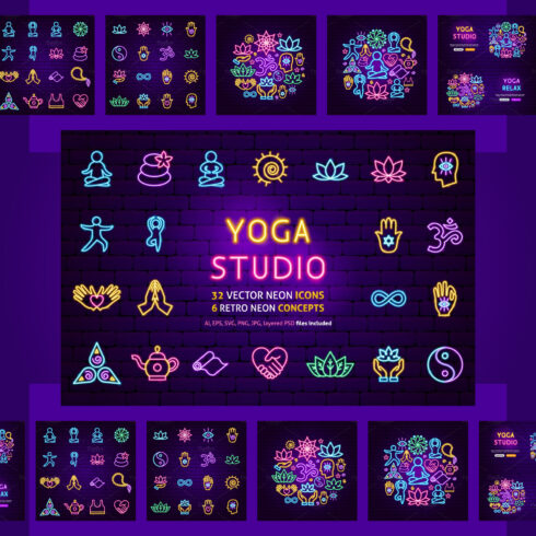 Yoga Meditation Neon – MasterBundles