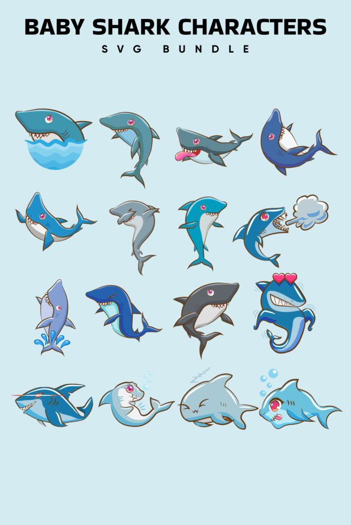 16 Baby Shark Characters SVG Files – MasterBundles