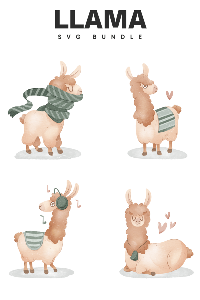 4 Llama SVG Files – MasterBundles