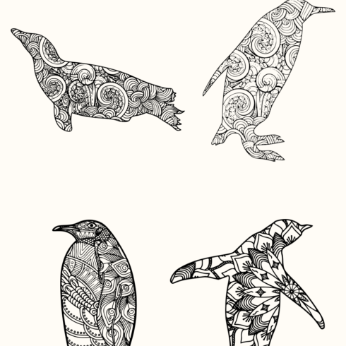 4 Mandala Penguin SVG Designs | Master Bundles