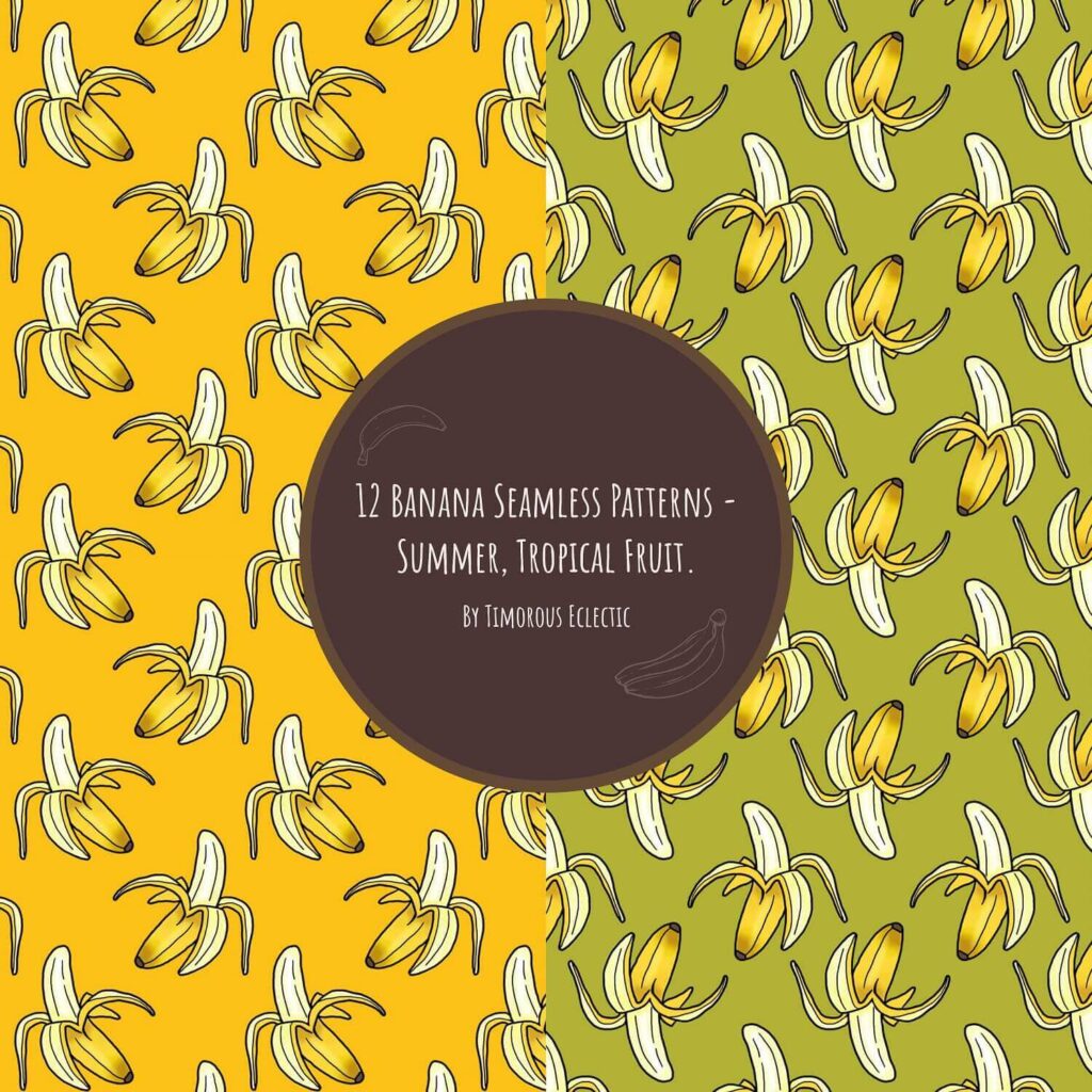 Banana Seamless Patterns | 14 Fruit Digital Papers | Master Bundles