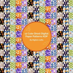 12 Cute Ghost Digital Paper Patterns KDP | Master Bundles