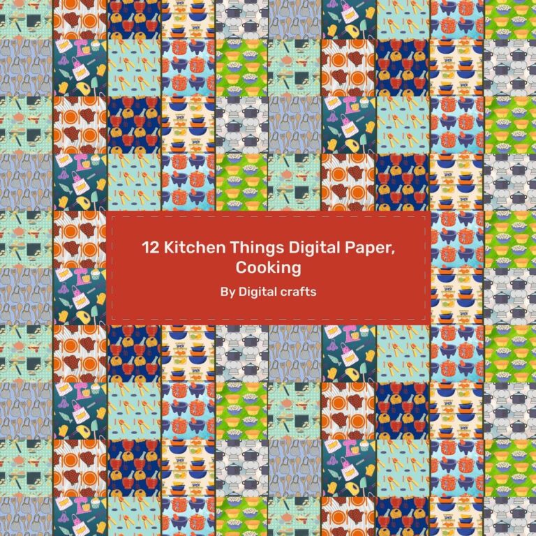 12 Kitchen Things Digital Paper, Cooking | Master Bundles