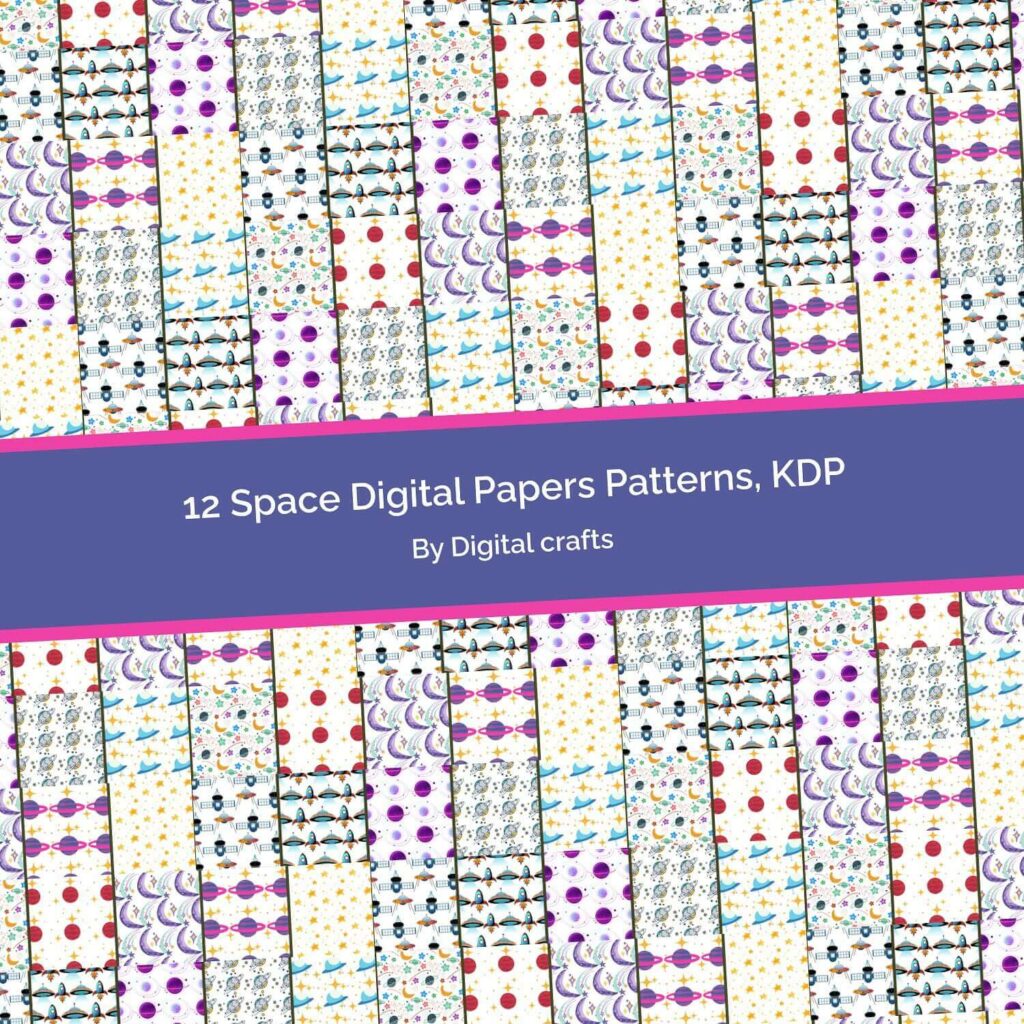 12 Space Digital Papers Patterns, KDP – MasterBundles