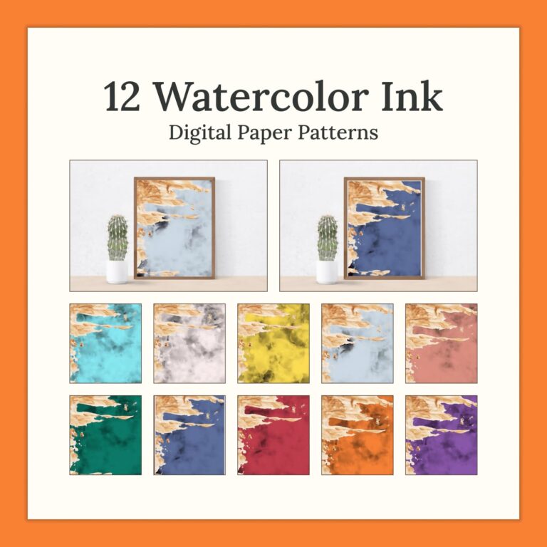 12 Watercolor Ink Digital Paper – MasterBundles