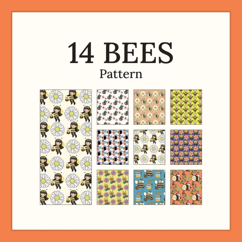 Printable Bees Pattern | MasterBundles