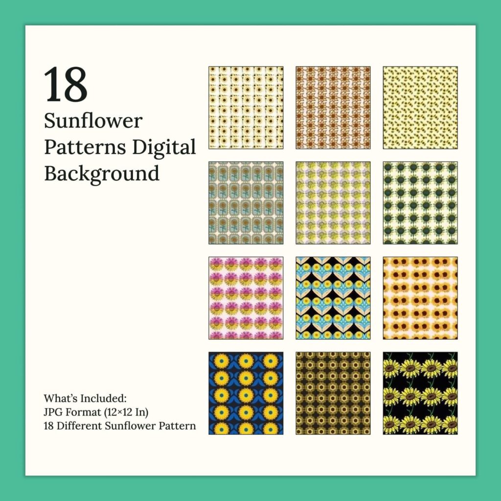 18 Sunflower Patterns Digital Background – MasterBundles