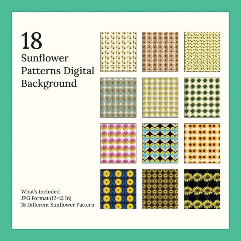 18 Sunflower Patterns Digital Background – MasterBundles