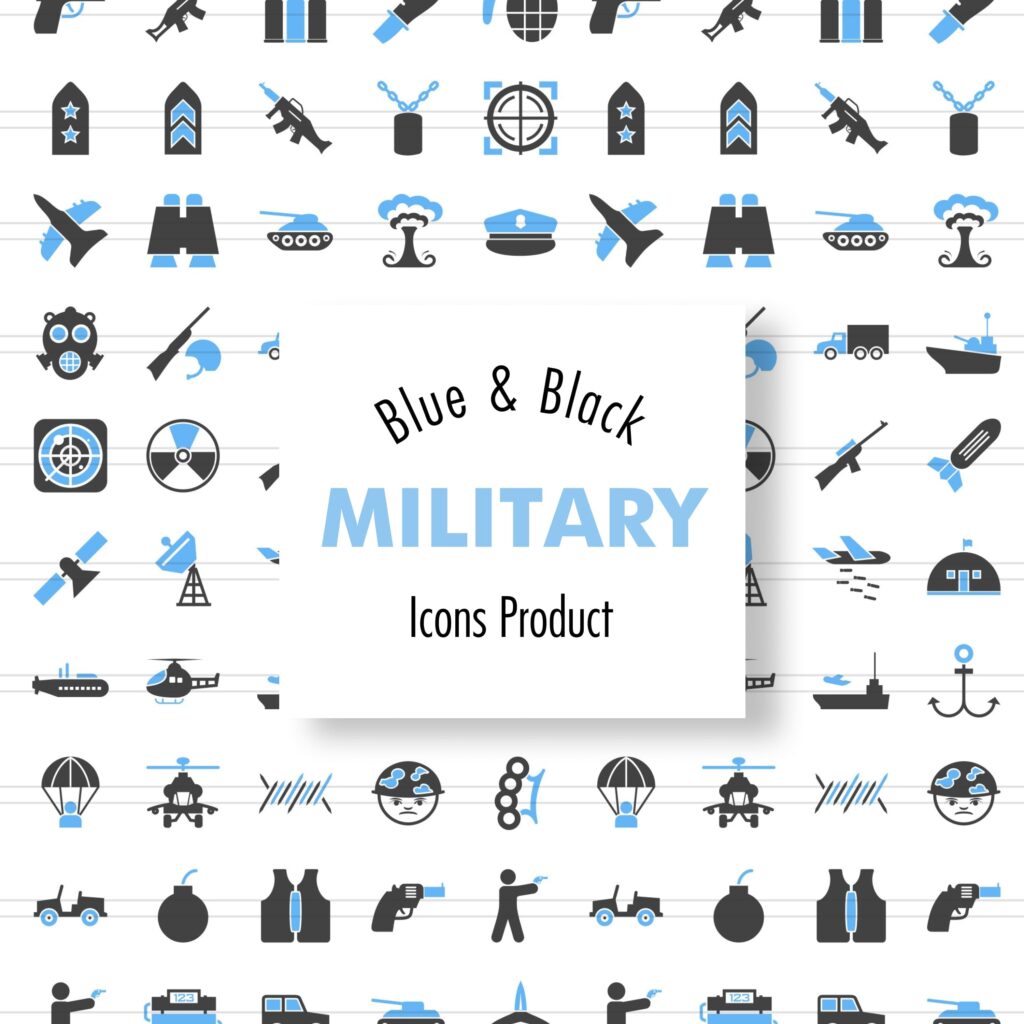 50 Military Blue & Black Icons – MasterBundles