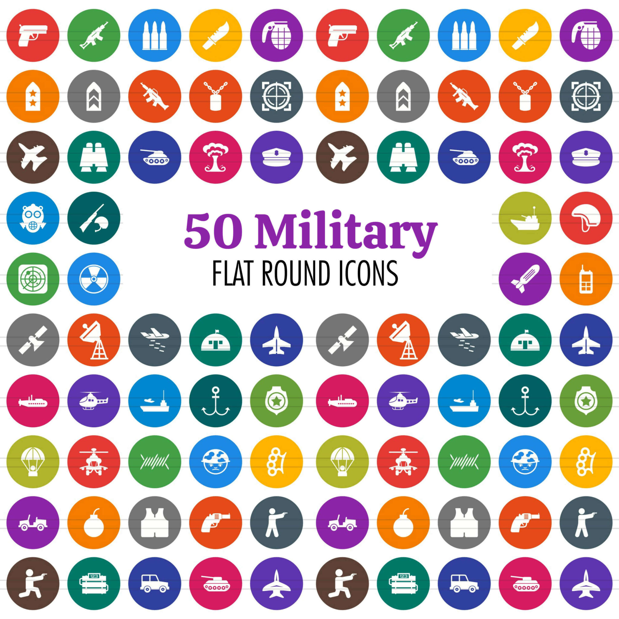 50 Military Line Icons – MasterBundles